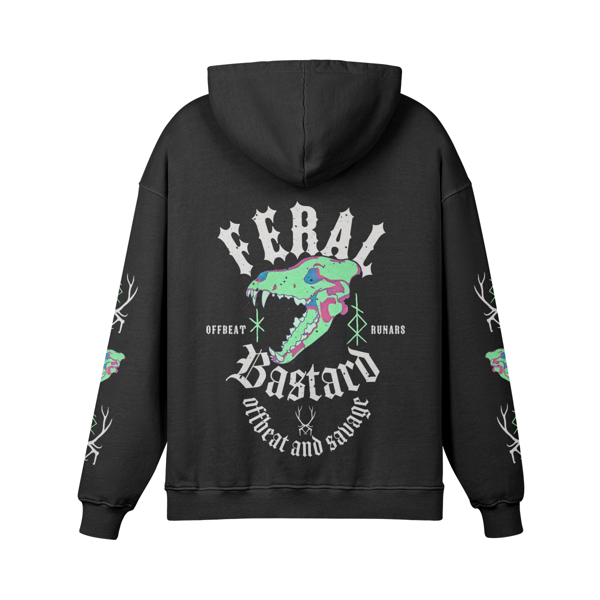 Feral Bastard White Unisex Super Heavyweight Oversized Retro Hoodie ...